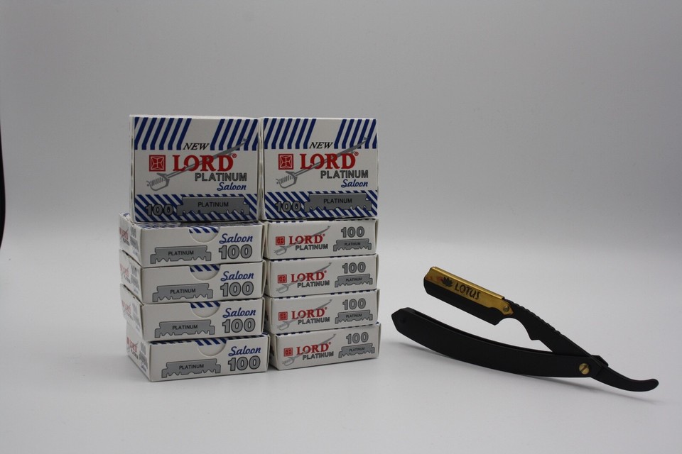 1000 Lord Platinum Saloon Single Edge Razor Blades+ LOTUS Black metal ...
