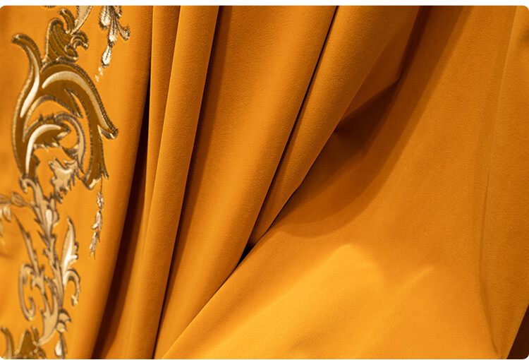 French orange stitching velvet embroidered high-end cloth curtain drape ...
