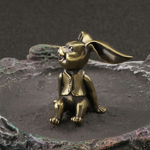 Tabletop Figurine Brass Rabbit Animal Statue Sculpture Home Decor Gift ...