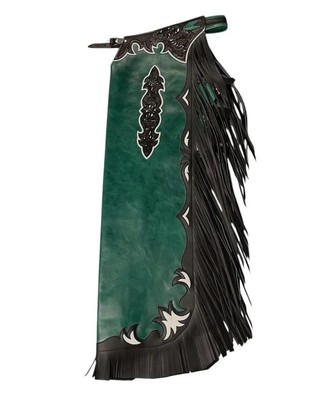 Hand-Tooled Leather Rodeo Chaps | Custom Western Chaps | Fringe Bull ...