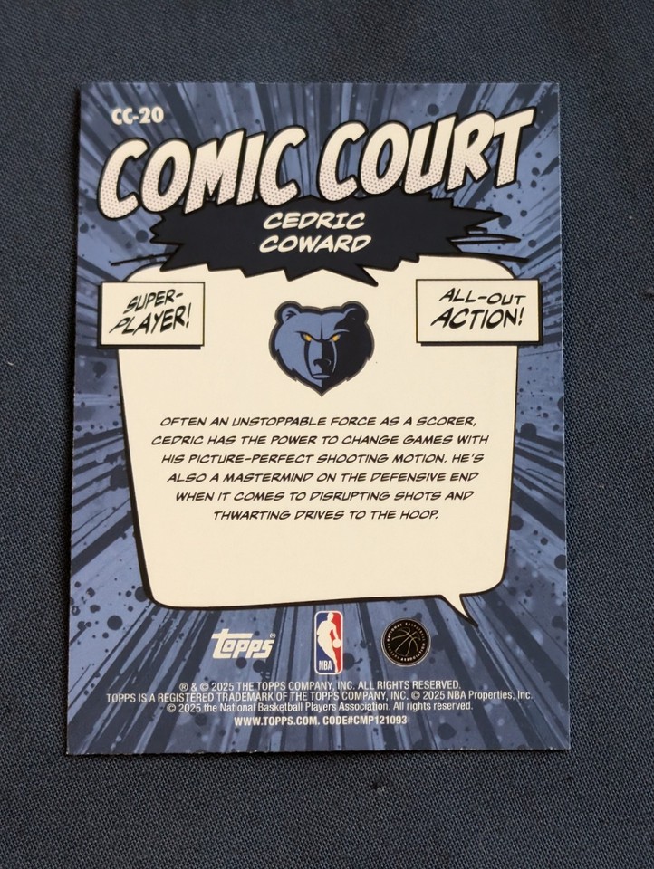 2025-26 Topps Basketball Cedric Coward Comic Court SSP Case Hit RC ...