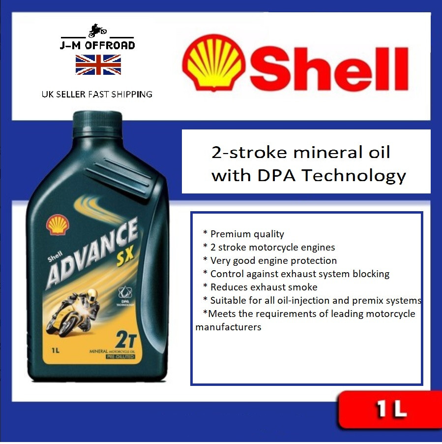 Shell Advance SX 2t 2 Stroke Mineral Motorcycle Engine Oil 1 Litre 1l ...