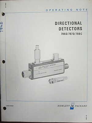 HP 786D, 787D, 788C Detectors Operating Note 00786-90008 | eBay