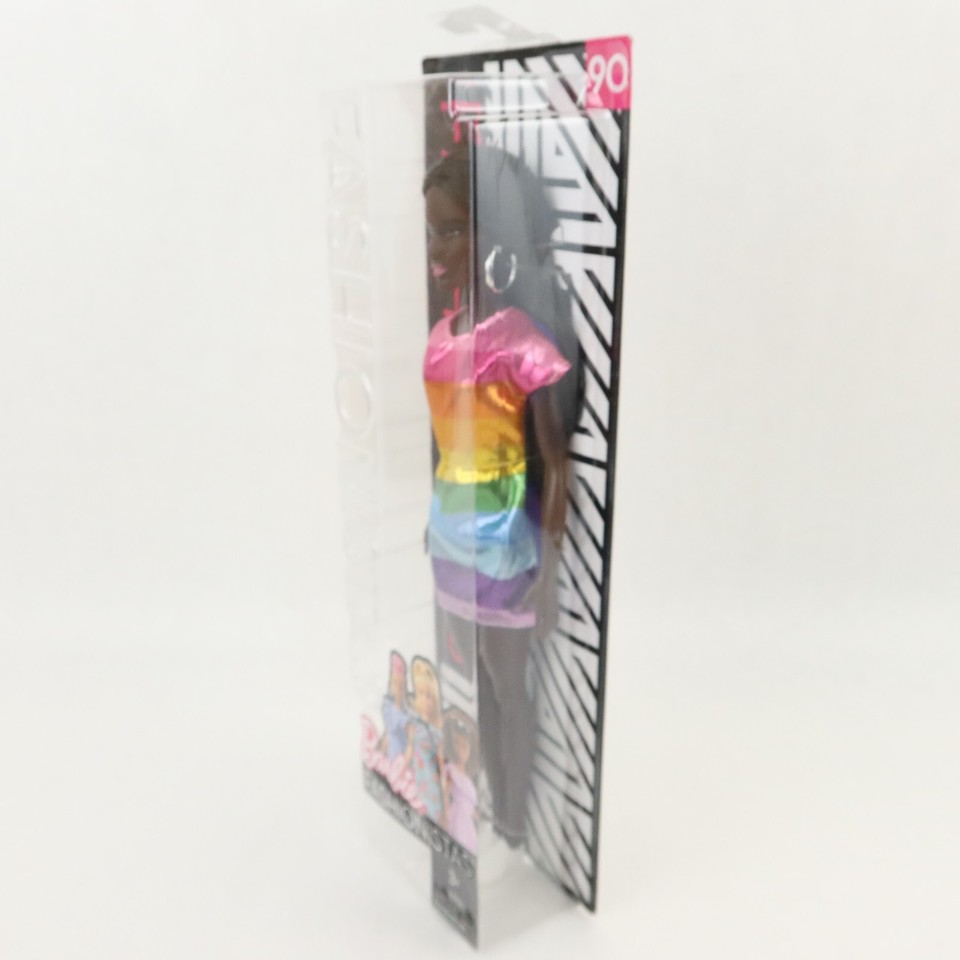 Mattel Barbie Fashionistas Doll #90 African American Rainbow Dress PoC ...