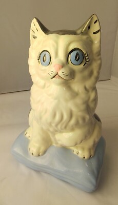 Vintage MCM Kitty Cat Glazed Ceramic 9" Figurine Hobbiest Signed PAT ...