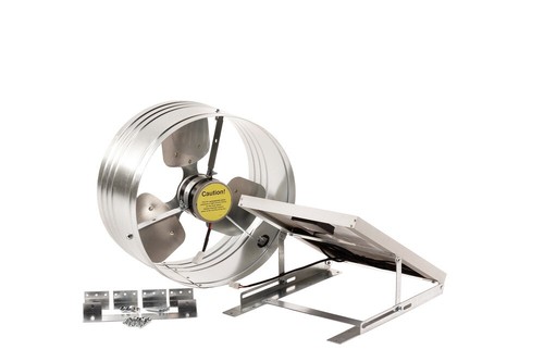 GAF Master Flow 685 CFM Silver Solar Powered Gable Mount Solar Attic ...