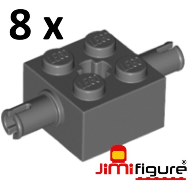 NEW 8 x LEGO 2x2 Modified Brick with 2 Pins Dark Bluish Grey 30000 ...