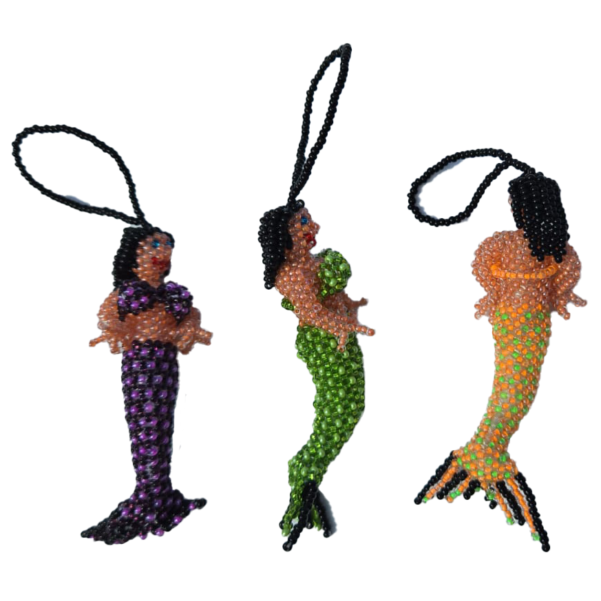 Lot of 10 Mermaids, Beaded Hanging Figurine Ornament Czech Glass Tail ...