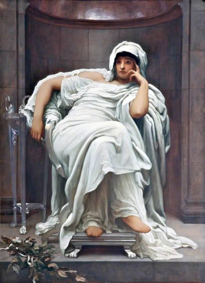 Oil painting Sir-Frederic-Lord-Leighton-Fatidica lady beauty woman ...