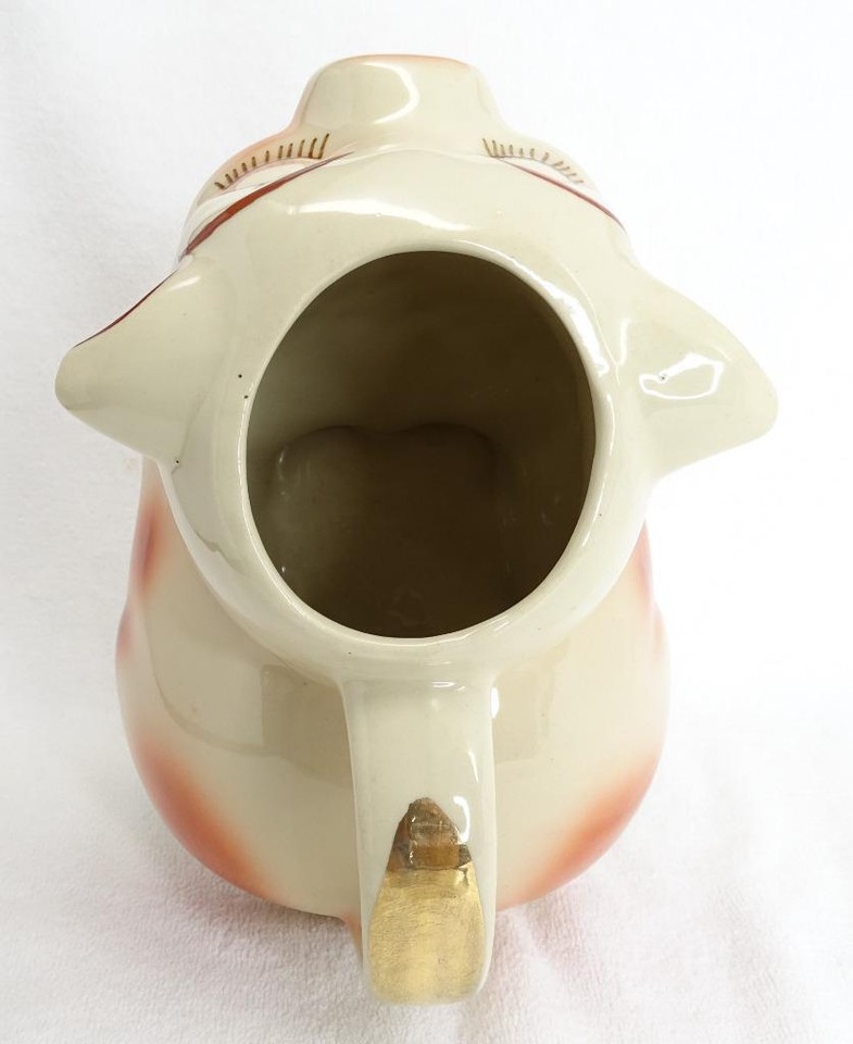Vtg Shawnee Pottery Smiley Pig Pitcher Gold Accents Exceptional Detail ...