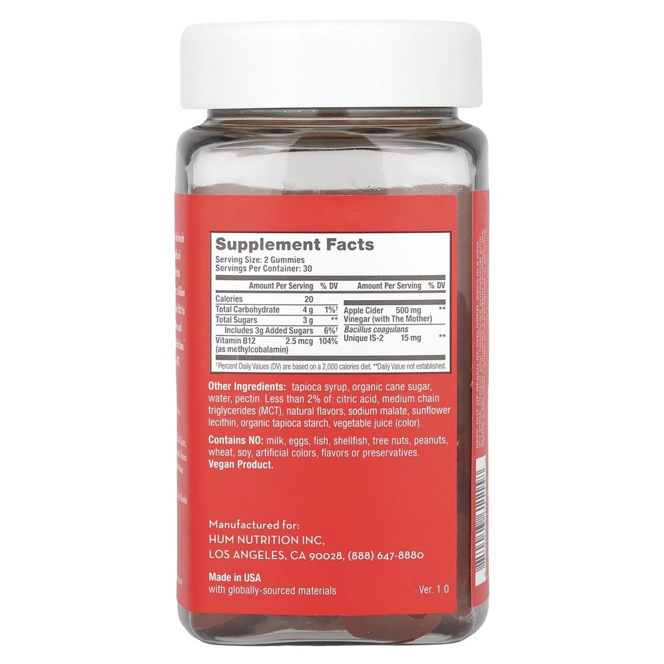 2 X HUM Nutrition, Pro ACV Gummies, Apple, 60 Vegan Gummies | eBay