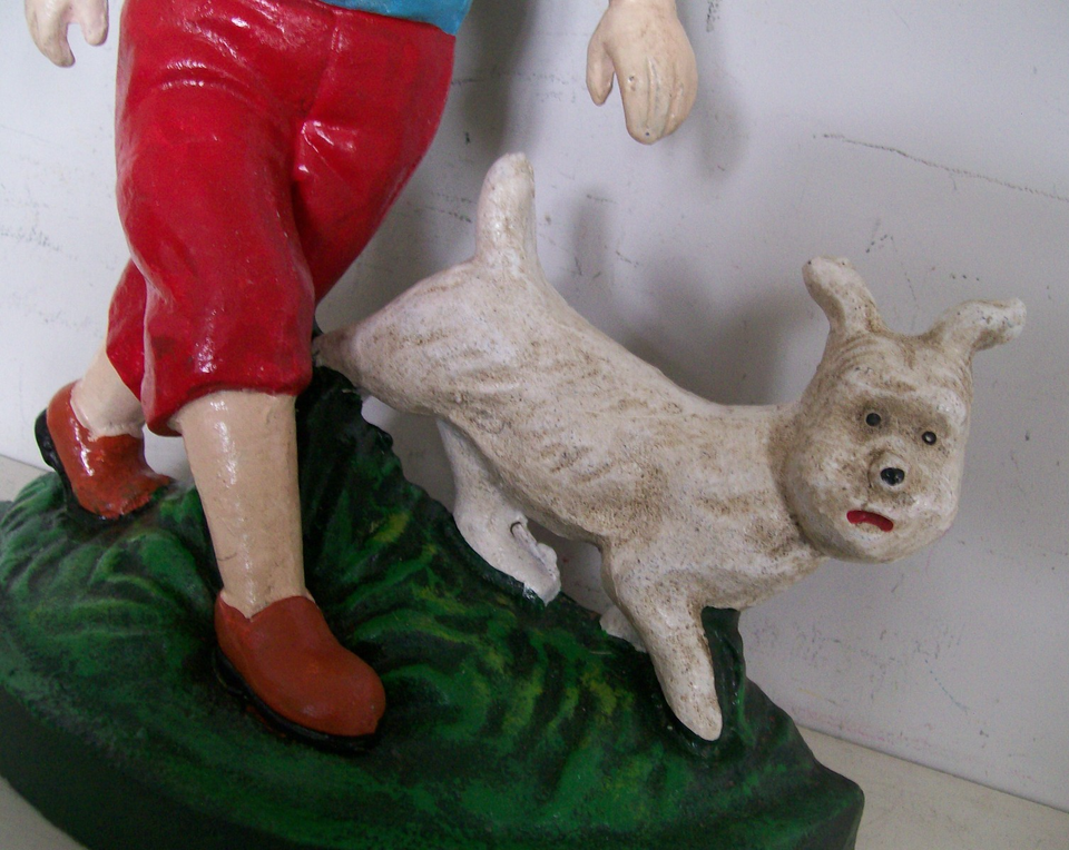 LARGE TIN TIN & SNOWY HAND PAINTED CAST IRON DOOR STOP DECORATIVE ...