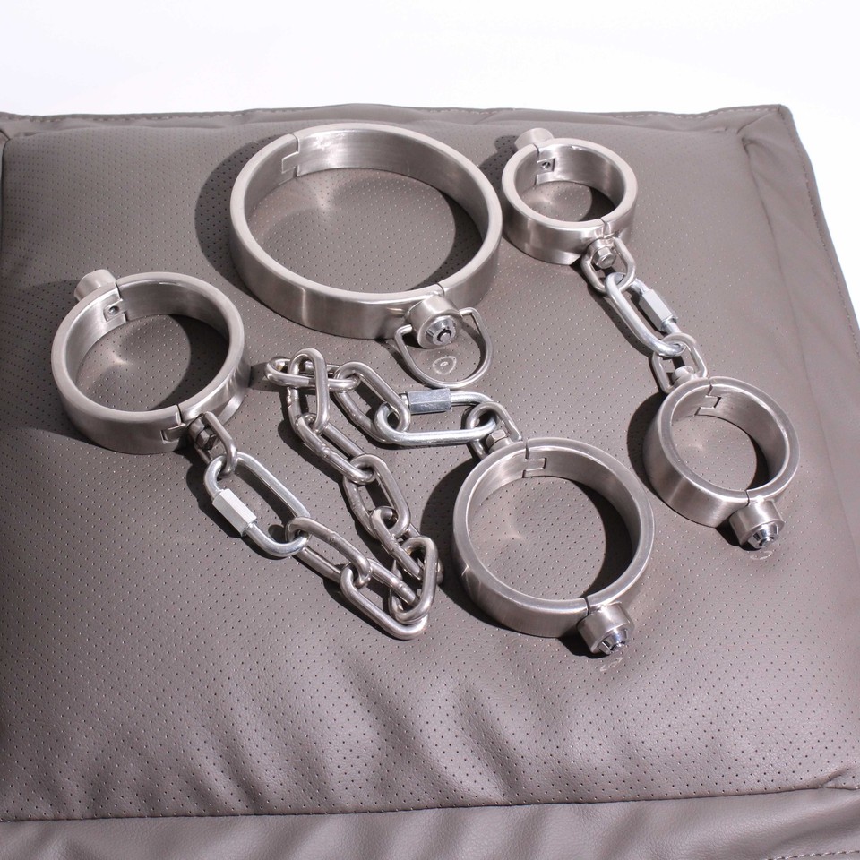 Heavy Duty Neck Collar Handcuffs Ankle Cuffs Detachable Restraint Slave ...