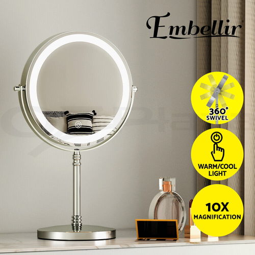 Embellir Makeup Mirror LED Light Cosmetic Round 360° Rotation 10X ...