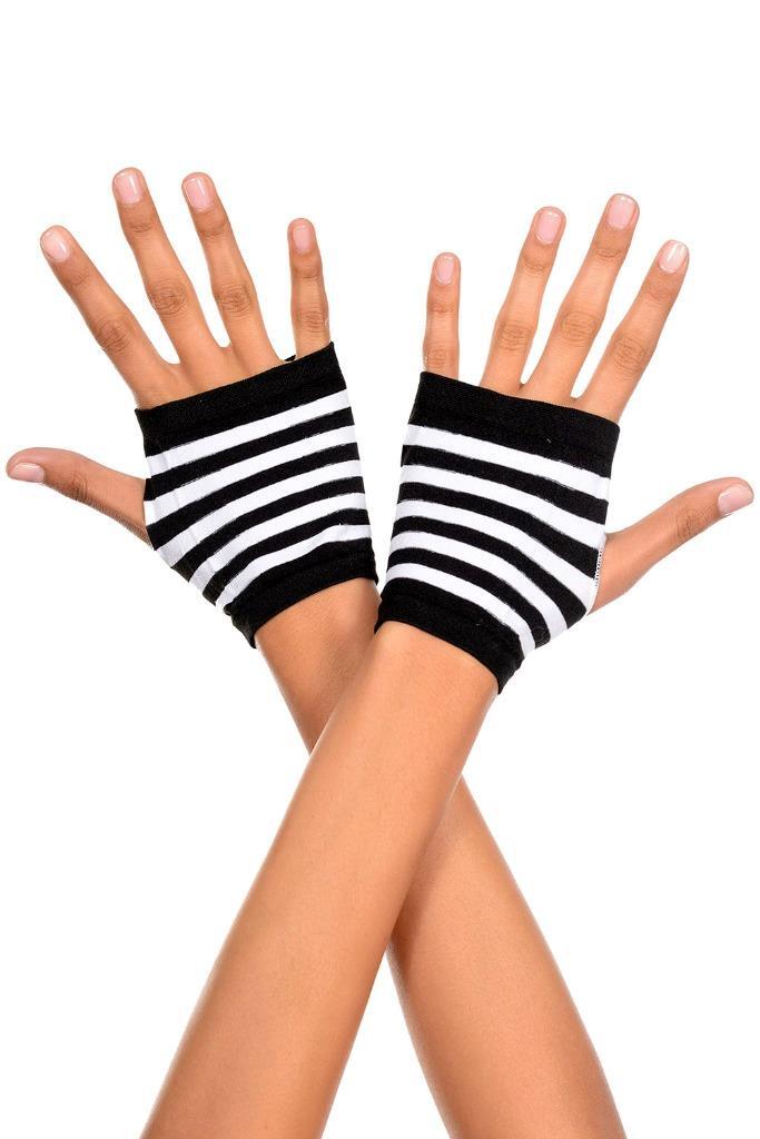 sexy MUSIC LEGS striped FINGERLESS wrist SHORT emo GLOVES gothic ...
