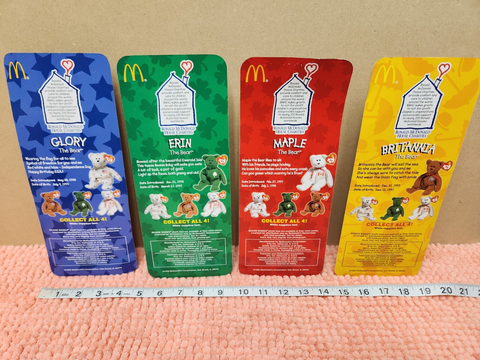 VINTAGE McDonalds Ty Bears Set Of 4 Glory, Erin, Maple, Britannia Ty ...