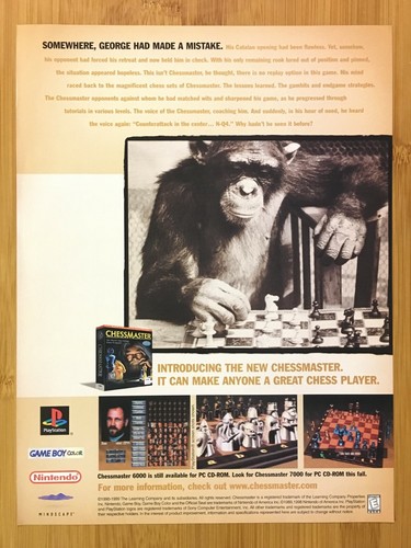 Chessmaster PS1 PC Game Boy 1999 Vintage Print Ad/Poster Chimp/Ape ...