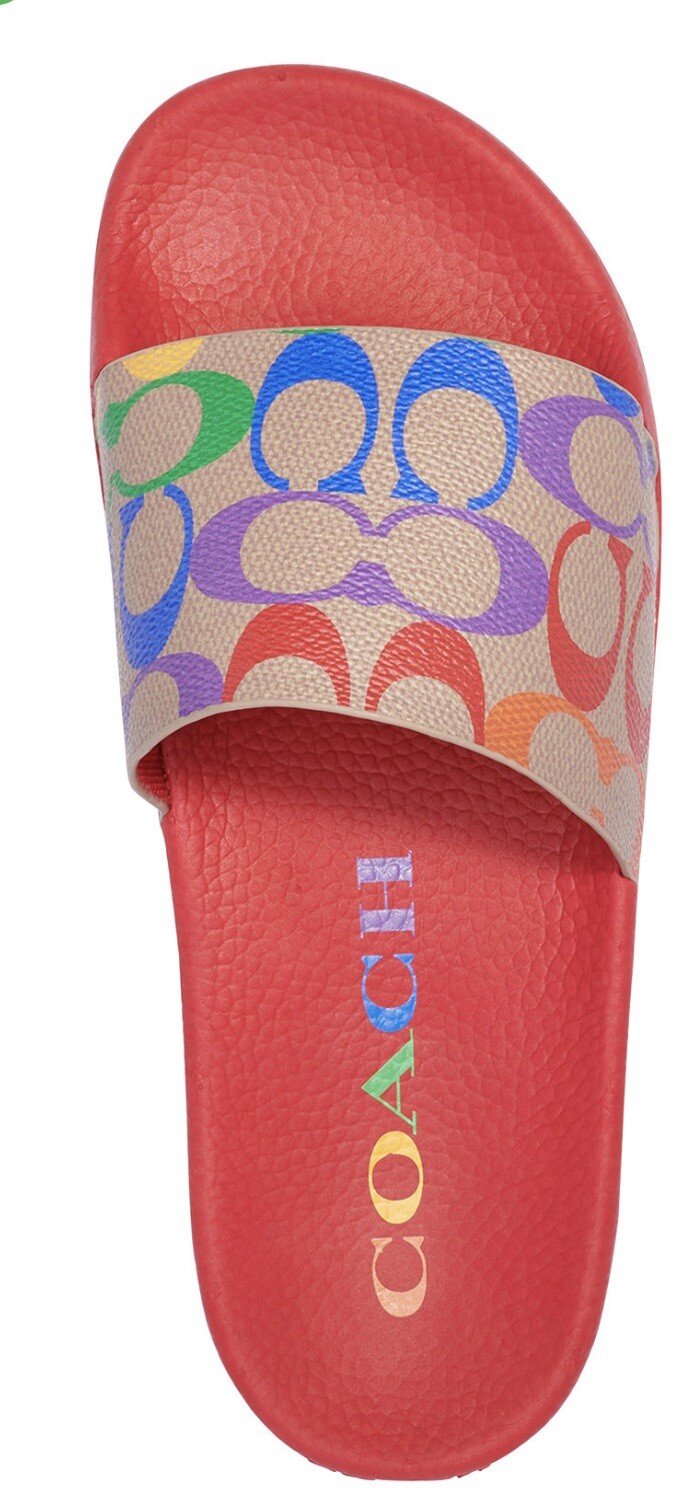 Coach Women’s Udele Sport Pool Slides in Tan Multi 5M for sale online ...