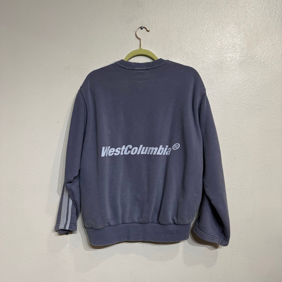 Zara Blue West Columbia Striped Slogan Sweatshirt Sz M | eBay UK