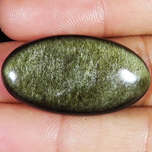 100% Natural Silver Obsidian Oval Cabochon Gemstone 31.55 Cts 19x36x5 ...