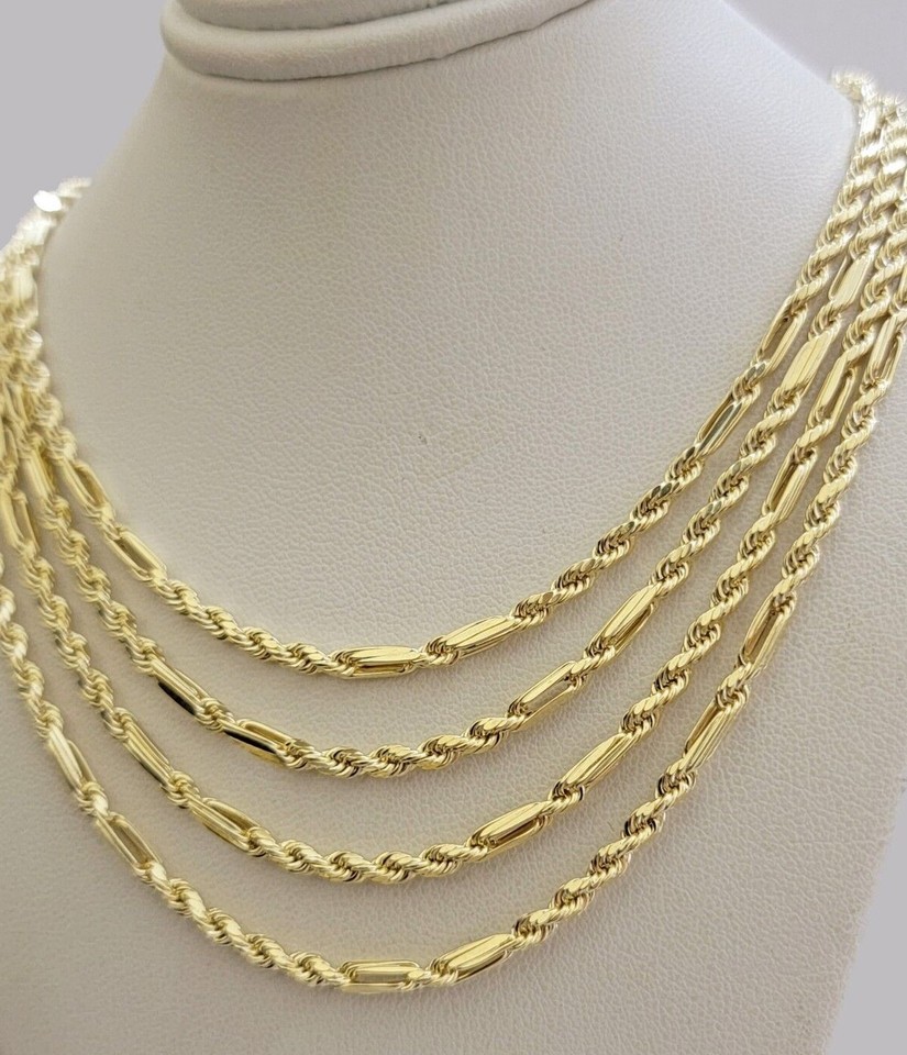 Real 10k Yellow Gold Milano Rope Chain Necklace 18"-24"Inches 3mm 10kt ...