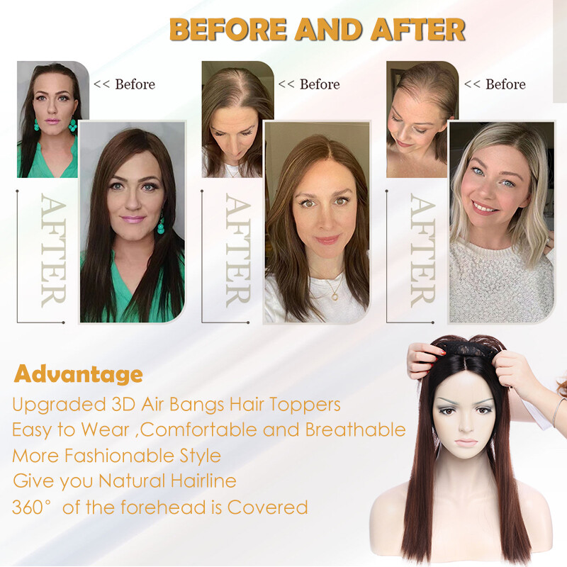 Clip in Wig AS Real Human Hair Topper Toupee Piece Women Hairpiece With ...