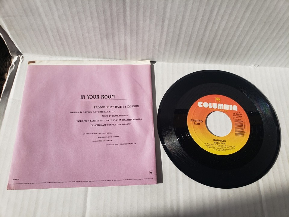 1988 Columbia Records Bangles In Your Room Bell Jar 45 RPM 7" Vinyl ...