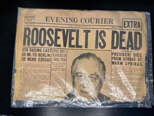 Vintage Newspaper Roosevelt is Dead 1945 ☆ Historical Political Paper ...