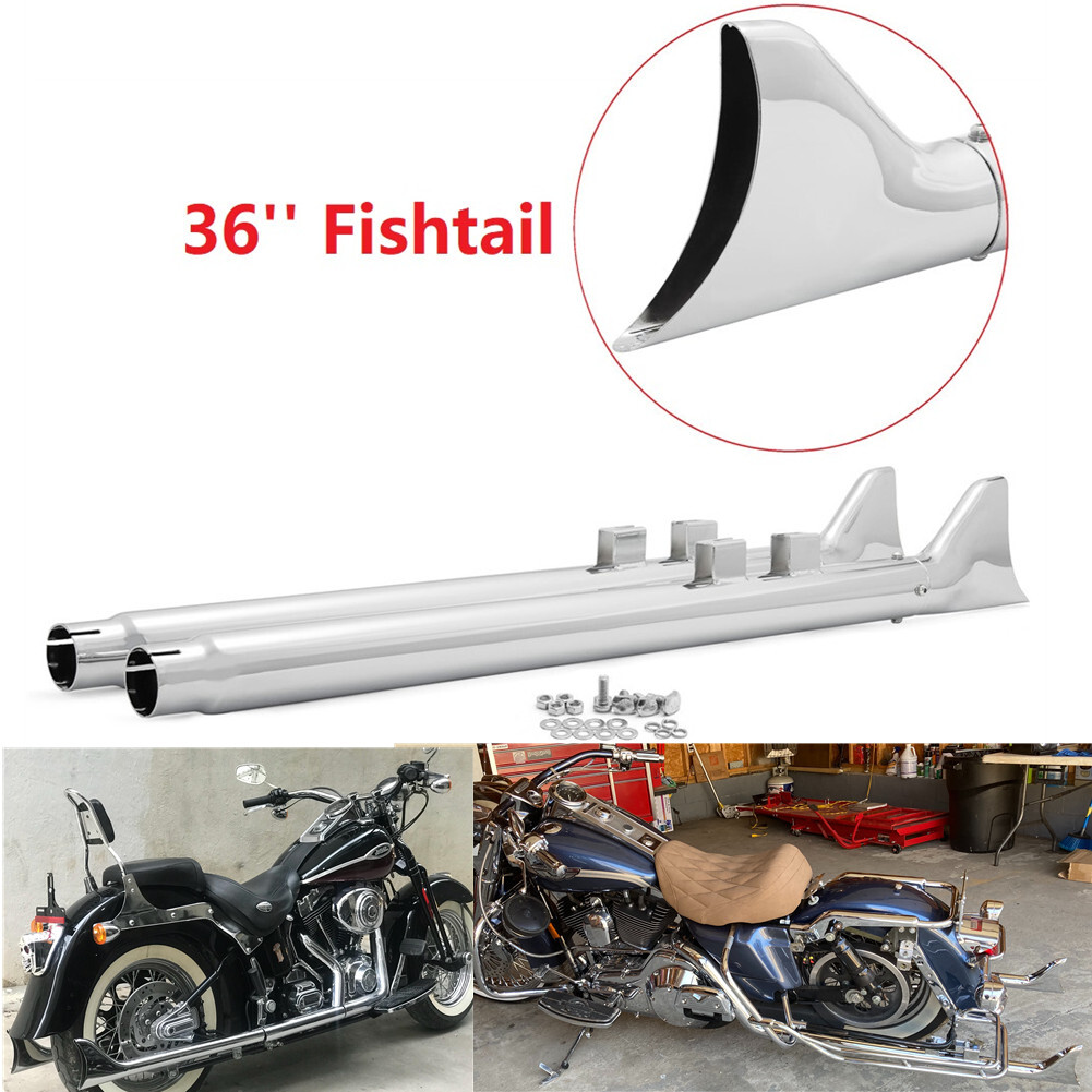 36" Fishtail Slip on Muffler Exhaust Pipes for Harley Touring Road King ...