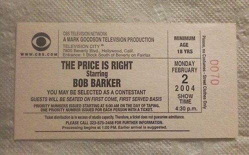 “Price Is Right” Game Show Ticket with Bob Barker - 2004 | eBay