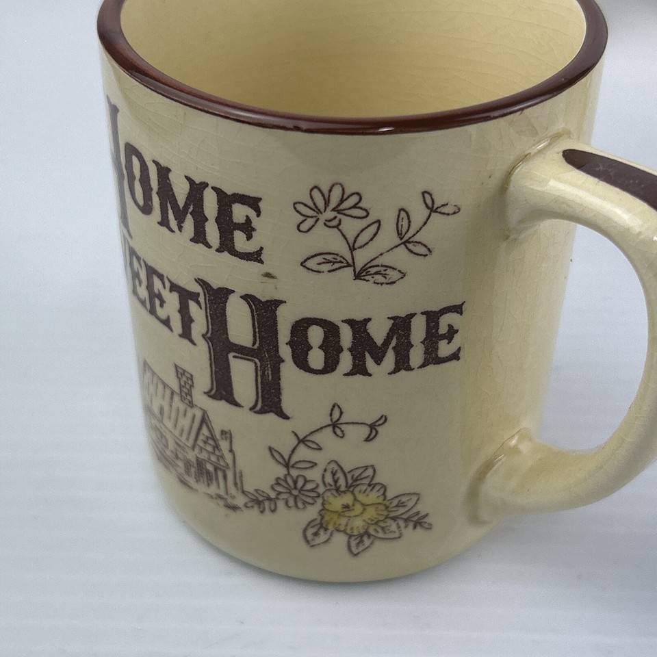 Vintage Country Mug Set Coffee Tea Made In Japan Beige Home Sweet Home ...