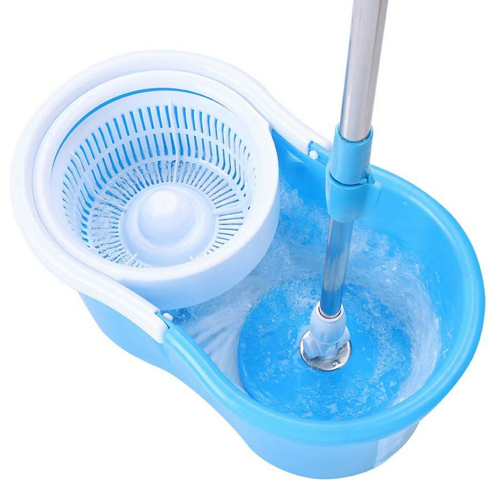 360° FLOOR MAGIC SPIN MOP BUCKET SET MICROFIBER ROTATING DRY HEADS WITH ...