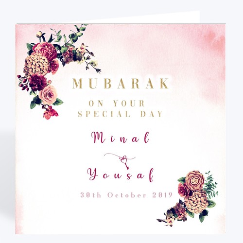 Personalised Nikkah Nikah Shadi Walima Mubarak Card Islamic Wedding ...