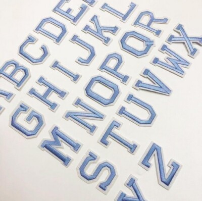 Light Blue Letter Patch Patches Iron or Sew on Alphabet Embroidery ...