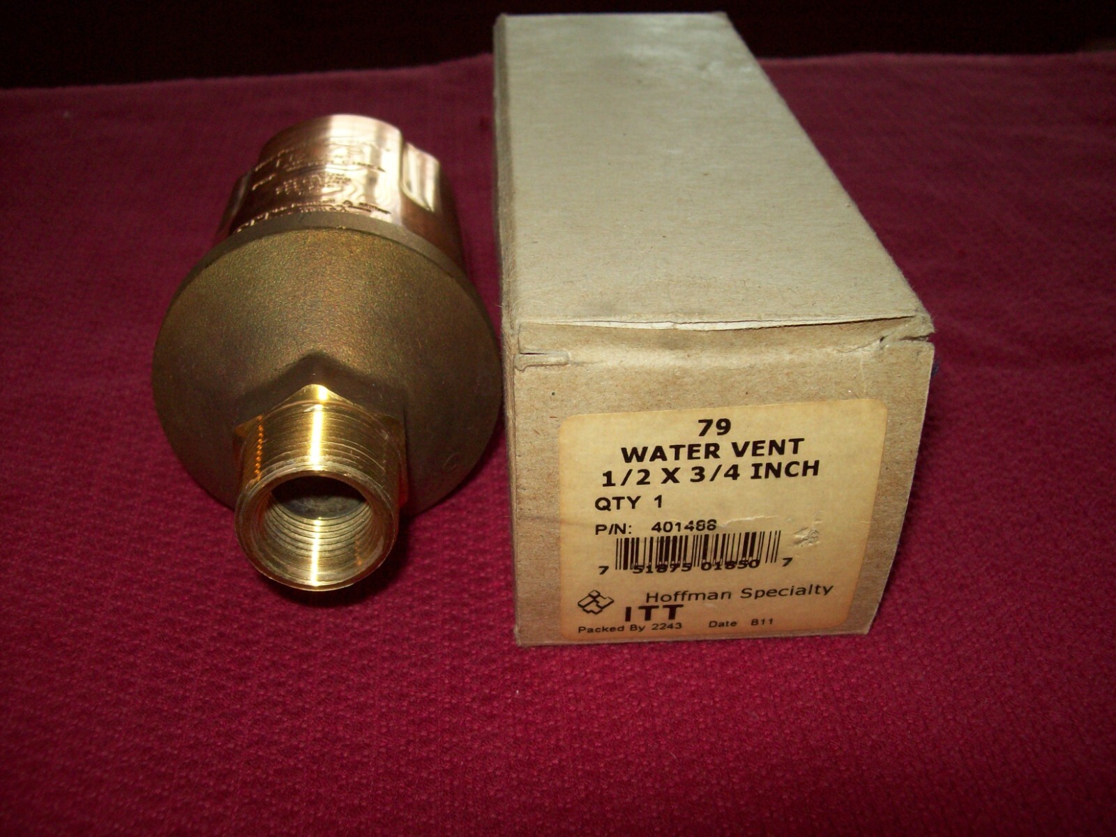 Hoffman Specialty 401488 79 Water Vent, 1/2"x3/4" Bottom 1/4" Top ...