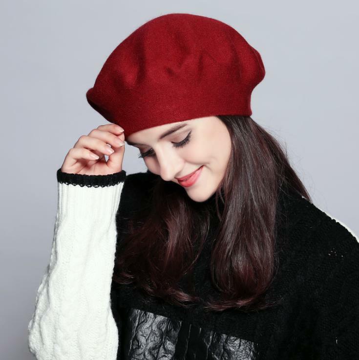 Women Vintage French Style Beret Hat Soft Wool Warm Cap Beanie Winter ...