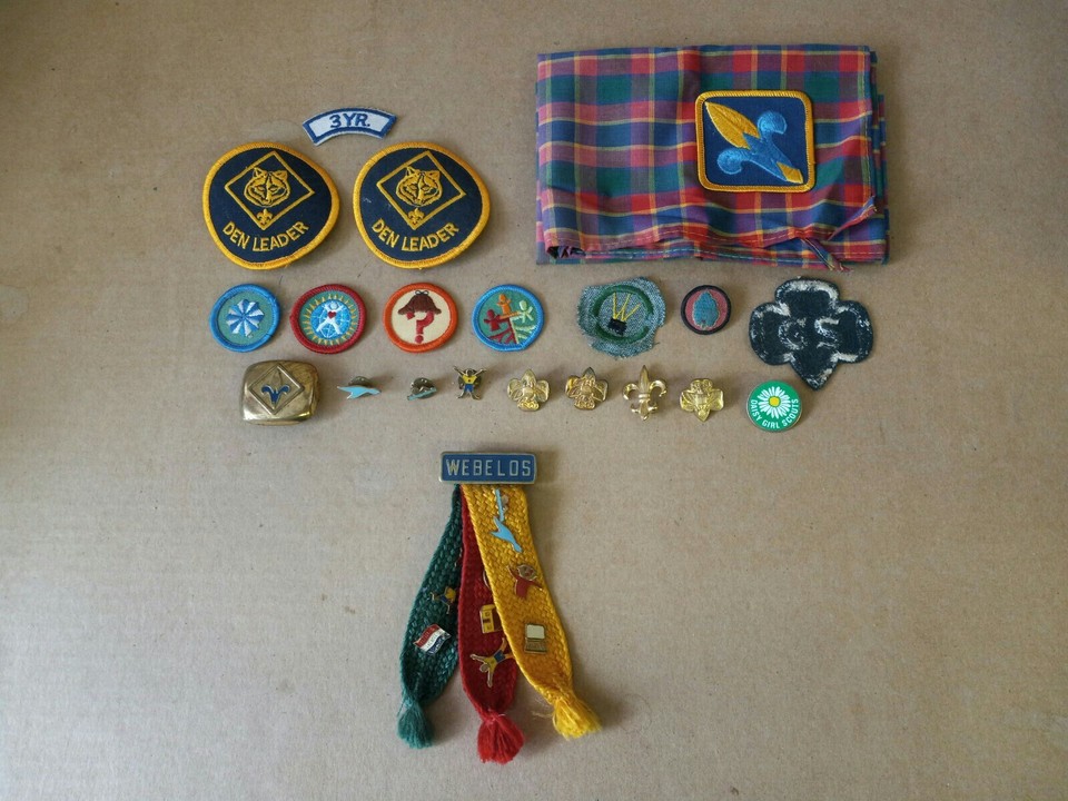 Vintage Lot of Boy & Girl Scout, Webelos, Patches, Pins & Scarf | eBay