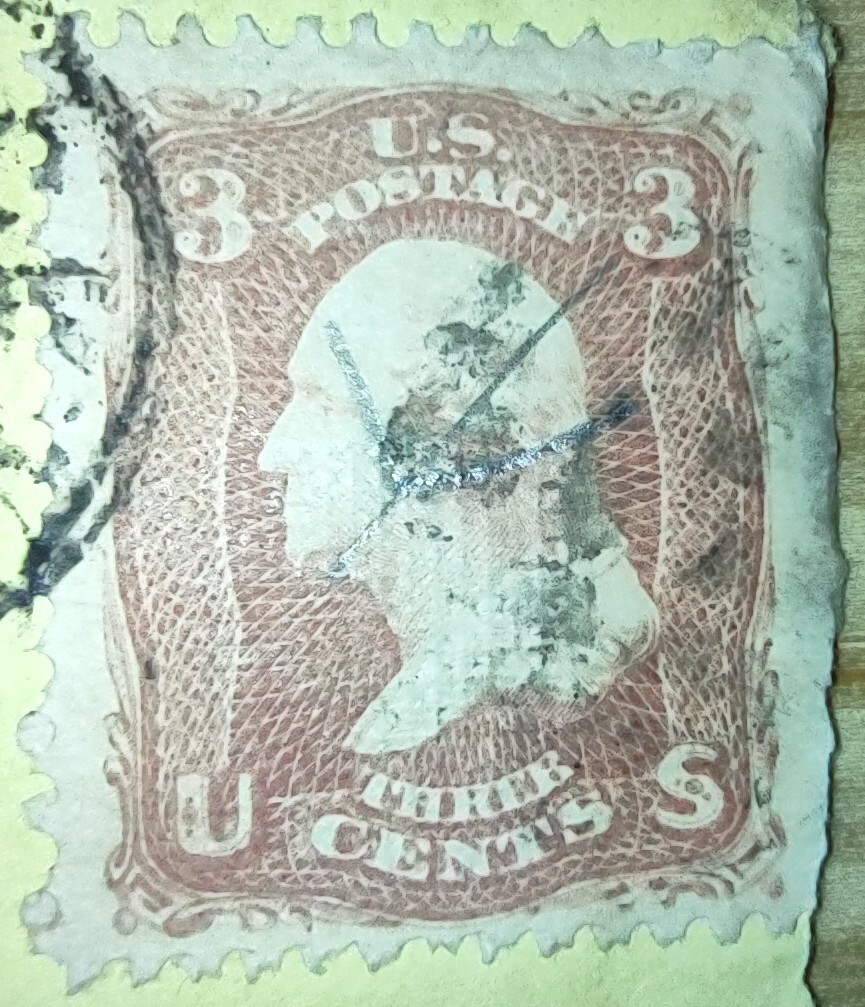 COVER SCOTT #94 THREE CENT WASHINGTON WITH GRILL POSTMARKED 1868 ...