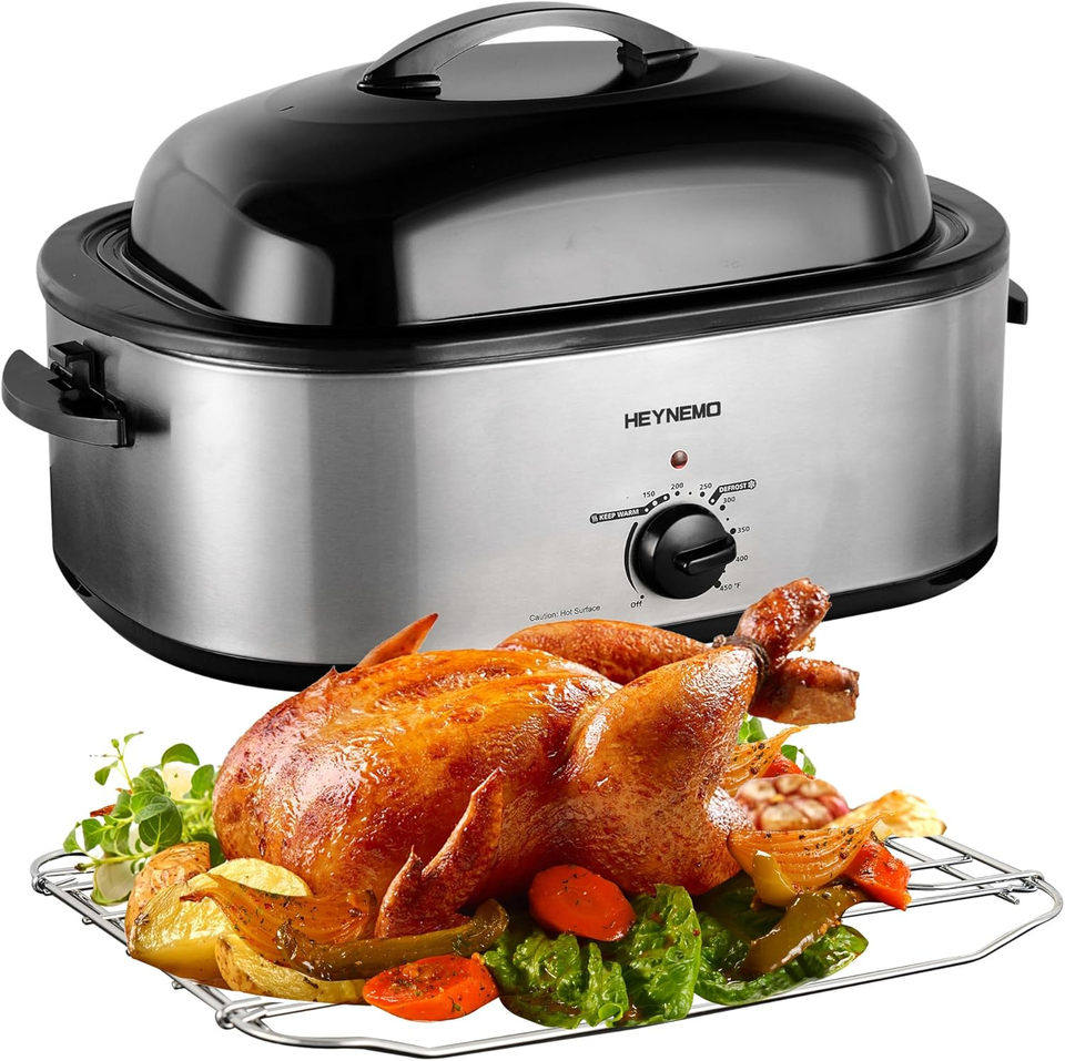 20 Quart Roaster Oven with Self-Basting Lid, Large Electric Turkey ...