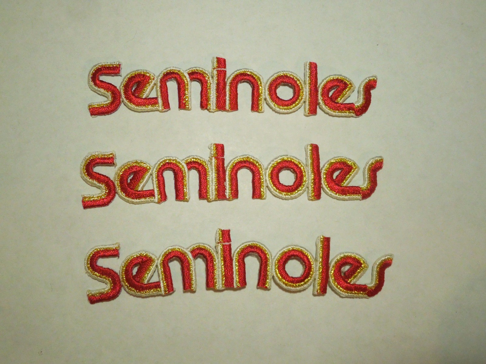 3 Florida State Seminoles FSU Red, Gold and White Script Patches | eBay