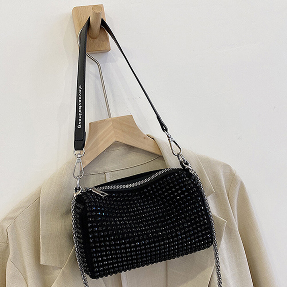 Women Crossbody Bag Chains Rhinestone Shoulder Bag Purses Handbags ...