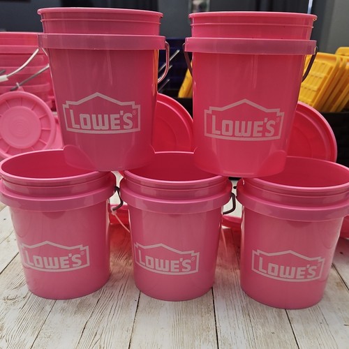 5x Lowe's Pink 0.42 qt Plastic Mini Buckets with Snap Lids Viral TikTok ...