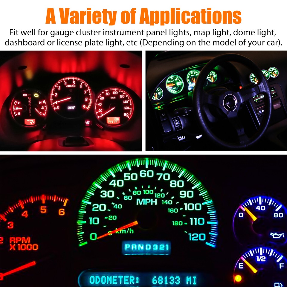 50X T10 194 168 LED Car Interior Instrument Gauge Cluster Dash Panel ...