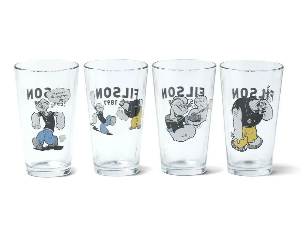 Filson x Popeye Pint Glass Set MADE IN USA Bluto Rare Limited Beer ...