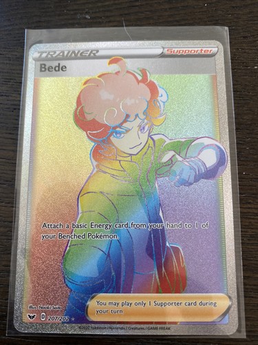 Bede 207/202 Secret Rainbow Rare Full Art Holo Pokemon Sword & Shield ...