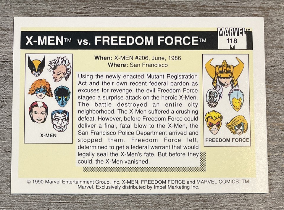 X-Men vs Freedom Force 1990 Marvel Comics Universe Series 1 Battles ...