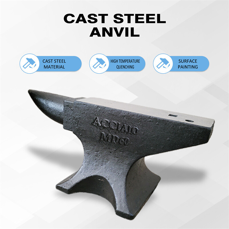 Blacksmith Cast Steel Round Single Horn Anvil 132lb 60kg 2 Holes for ...