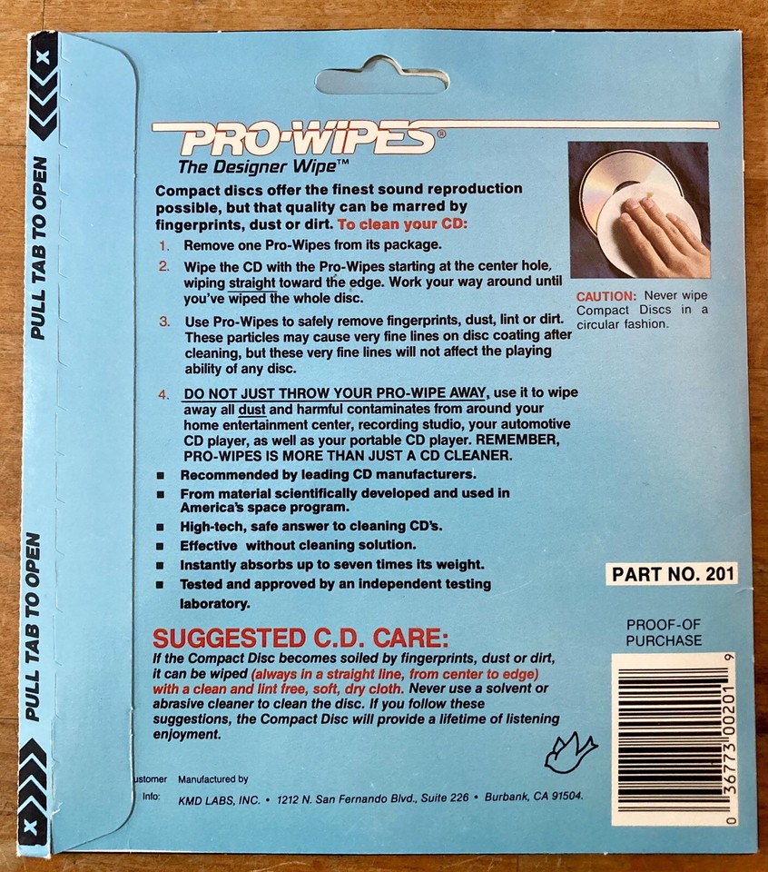 KDB Labs Pro-Wipes CD Lint Free Wiping Cloths CD Cleaner 15 Wipes ...