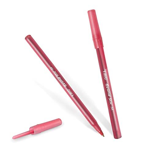 BIC Round Stic Xtra Life Ballpoint Pen, Medium Point (1.0mm), Red, 10 ...