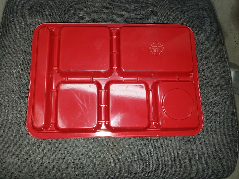 Vtg Divided School Cafeteria Lunch Food Trays Dark Red Set Of 4 Cambro ...